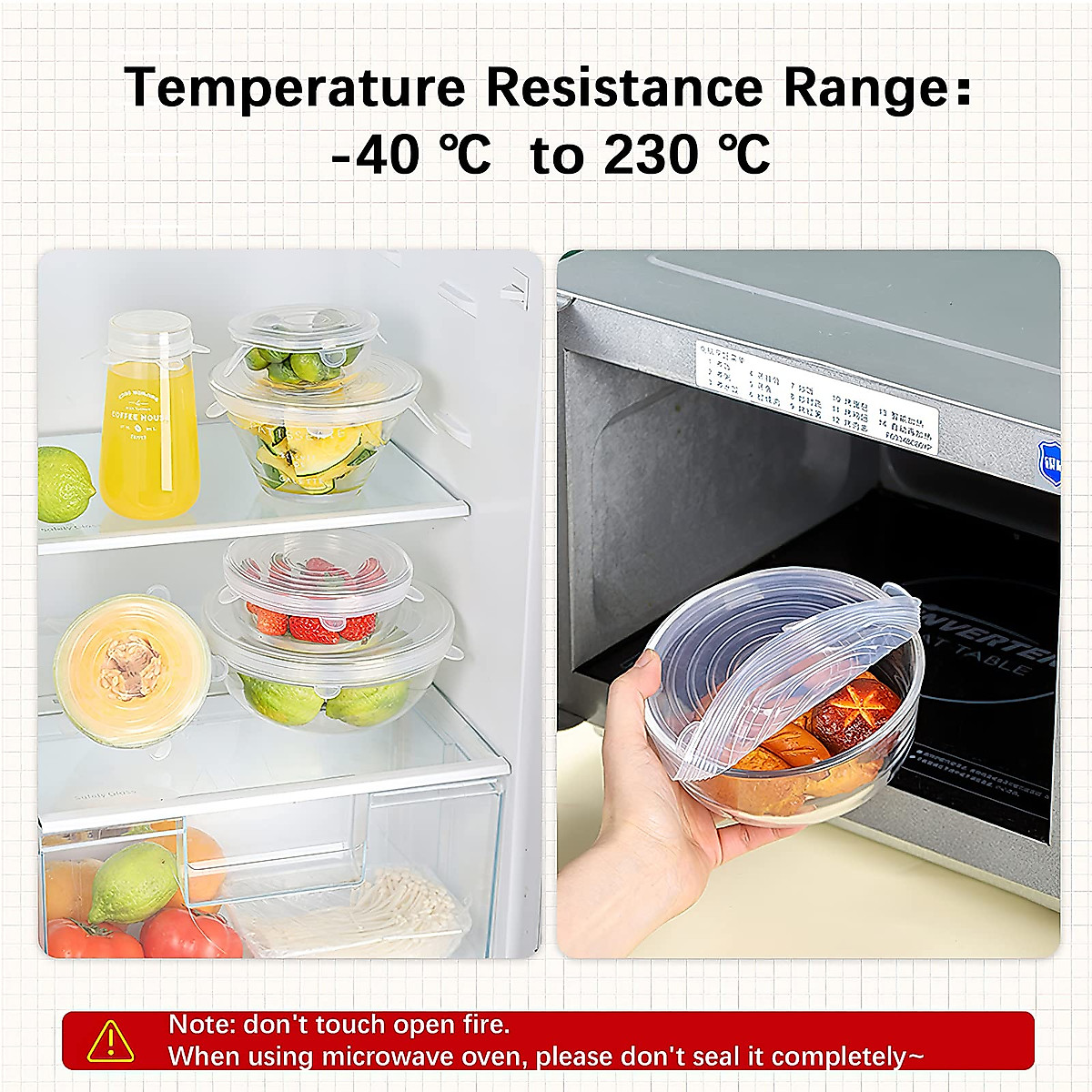 [14 Pack] Silicone Stretch Lids, 8 Round and 6 Rectangular Flexible Magic Lids,Durable,Reusable Stretch Food Saving Silicone Food Covers for Cups,Bowls,Mugs,Cans,Using in Microwave & Freezer