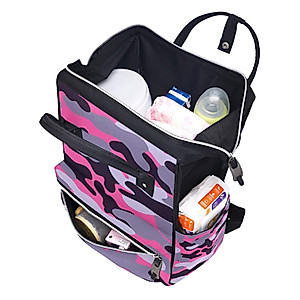 Pink Grey Camouflage Pattern Diaper Tote Bags Mummy Backpack Large Capacity Nappy Bag Nursing Traveling Bag for Baby Care