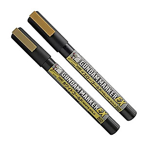 Mr. Hobby GSI Creos Gundam Marker EX White Gold XGM07 and Yellow Gold XGM08 With Kanji Love Sticker