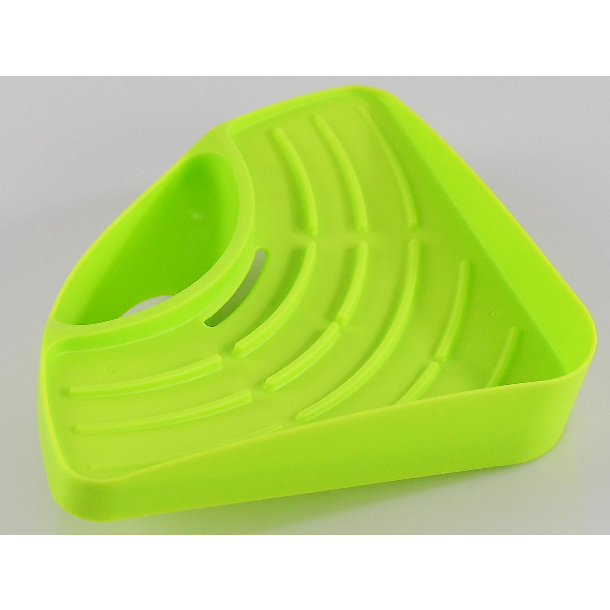 HOME-X Sponge Holder Kitchen Decor, Triangle Sink Corner Shelf - Storage Rack Suction Cup Holder Organizer for Dish Cloth Sponge Soap Cleaning Brush (Green)