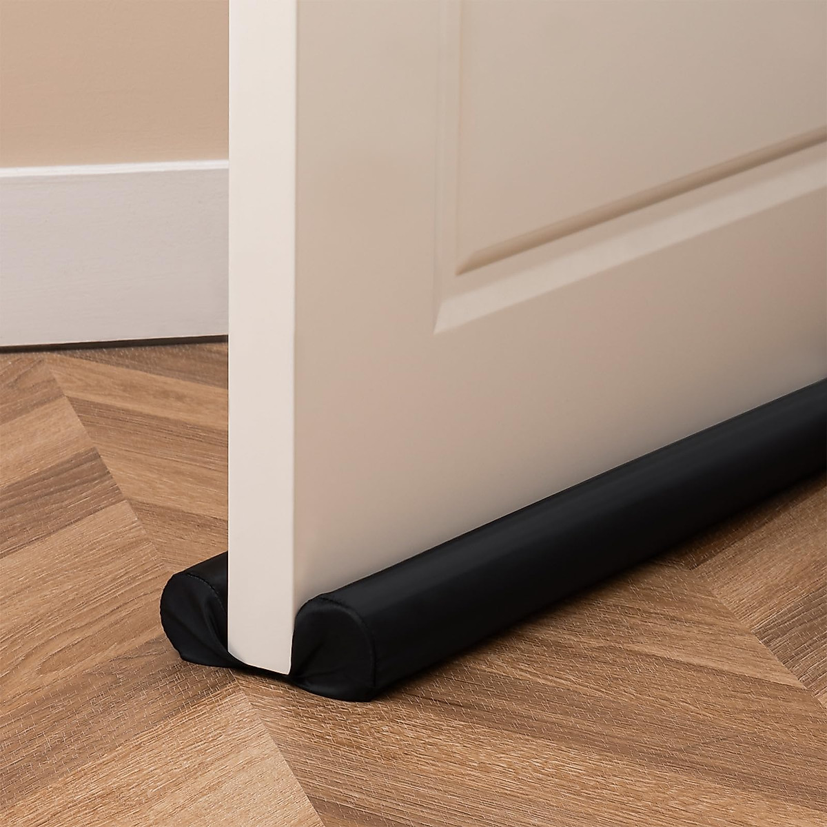 Sunolga 36 Inches Waterproof Door Draft Stopper, Adjustable Twin Under Door Draft Noise Blocker for Bottom of Doors, Black