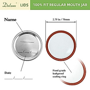 Dalzom® 48Pcs Canning Lids with Rings Regular Mouth, Premium Mason Jar Lids with Bands/Rings for Regular Mouth Ball, Kerr Jars - Food Grade Material, 100% Fit & Airtight for Regular Mouth Mason Jars