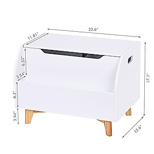 UTEX Children Toy Box with Front Book Storage Area, Kids Toy Storage Bench, White