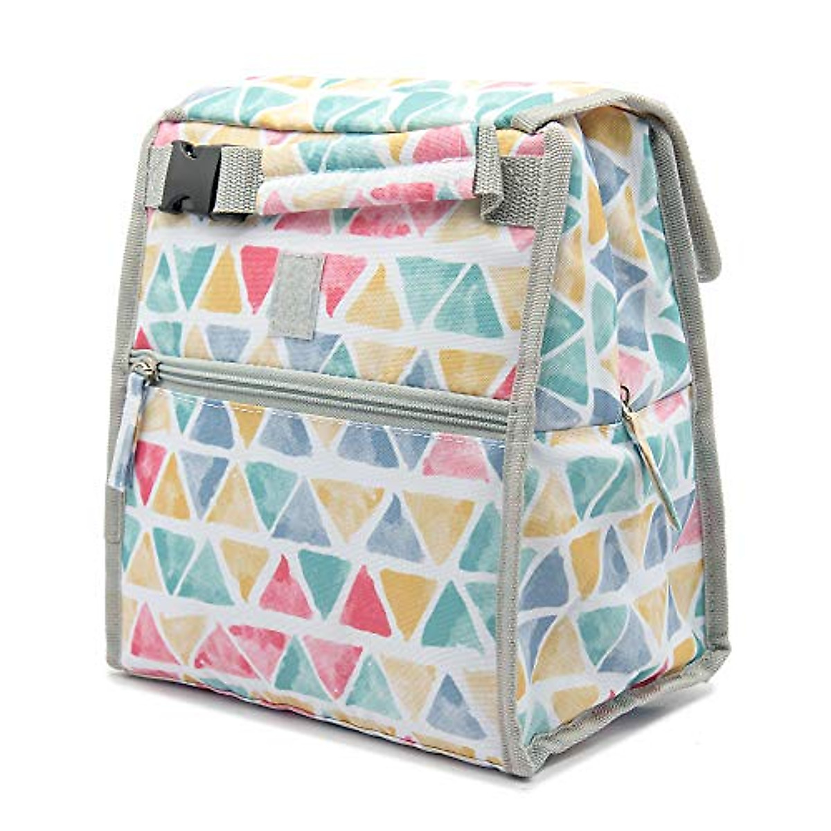 TRACERY 9 Can Lunch Bag Reusable Multipal Uses Folding Padded Tote Bag with Zip Closure (Trigon)