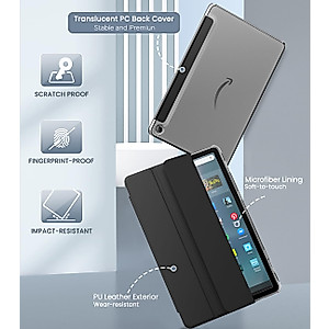 MoKo Case Fits Amazon Kindle Fire Max 11 Tablet (13th Generation, 2023 Release) 11" - Slim PU Leather Trifold Stand Cover for Fire 11 Tablet Frosted Hard Back Shell with Auto Wake/Sleep, Black