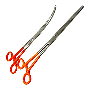 German Stainless Straight + Curved Hemostat Forceps, Hemostat Forceps clamp 10" (Cynamed Brand) set of 2 ea …