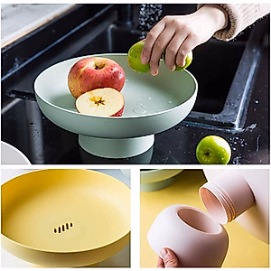 Fruit Dish Round Fruit Basket, Drain Fruit Basket, Modern Style Container for Kitchen Counter, Table Centerpiece Decorative, Home Decor-White