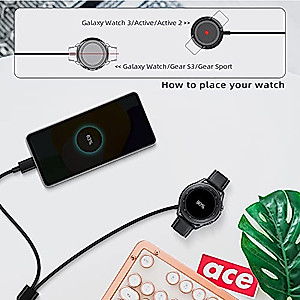 Watch Charger for Galaxy Watch 5 Pro/5/4/3/Active 2/1/Galaxy Watch, USB C Charging Cable Compatible for Samsung Galaxy S22/S21/S20/S10/Note 20/10/9/8 and More,5 ft 2 in 1 Charger Cable