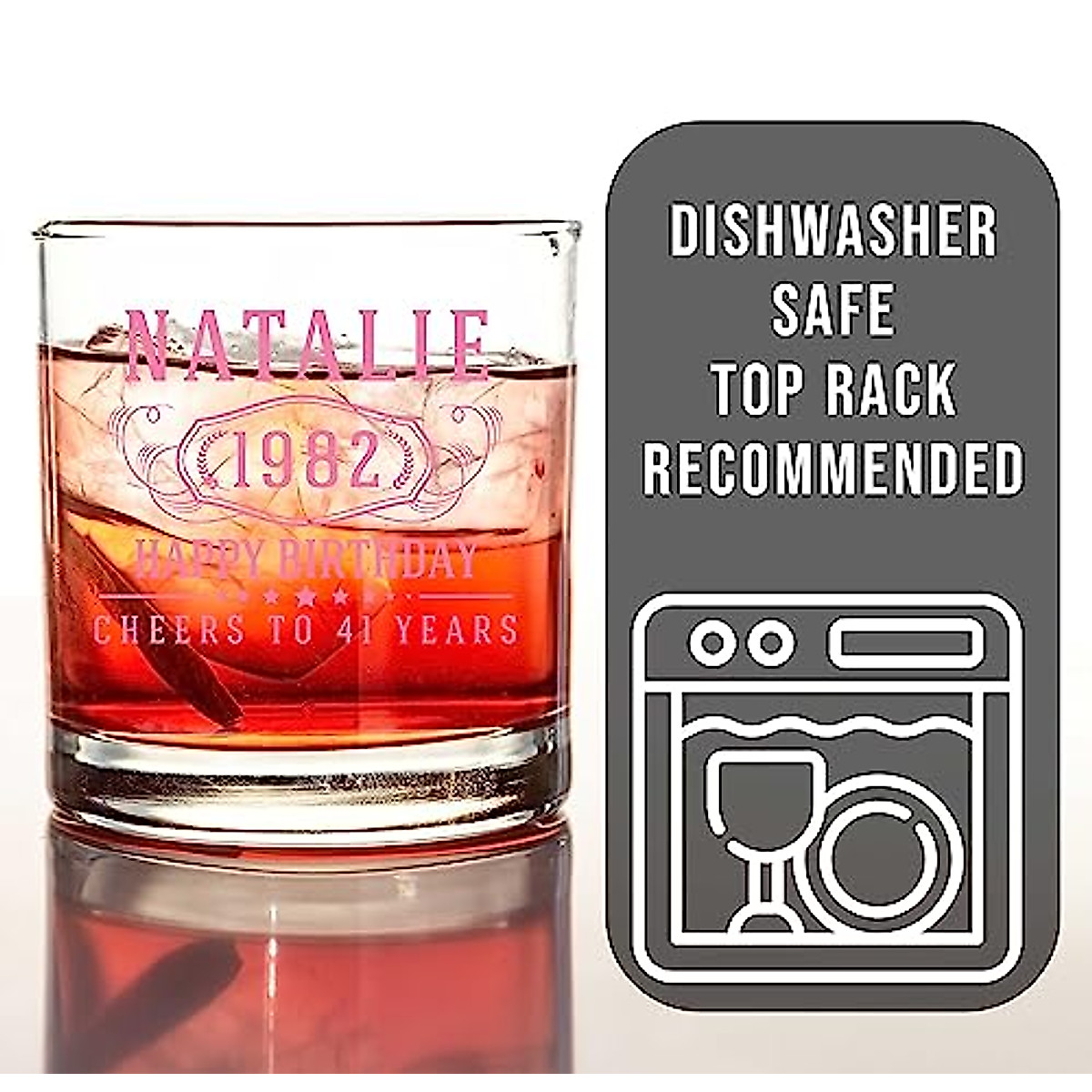 Personalized Printed 11oz Whiskey Glass – Customized Gifts for Men Him, Custom Name Cocktail Cup, Happy 40th Birthday Gift Idea for Dad Father Brother Adult Son, Turning Years Old Bday Party, Bernard