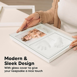 KeaBabies Baby Footprint Kit - Baby Hand and Footprint Kit, Baby Shower Gifts for Mom, Baby Keepsake, Personalized Baby Picture Frame Print Kit, Baby Handprint Kit, Mother's Day Gifts (Alpine White)