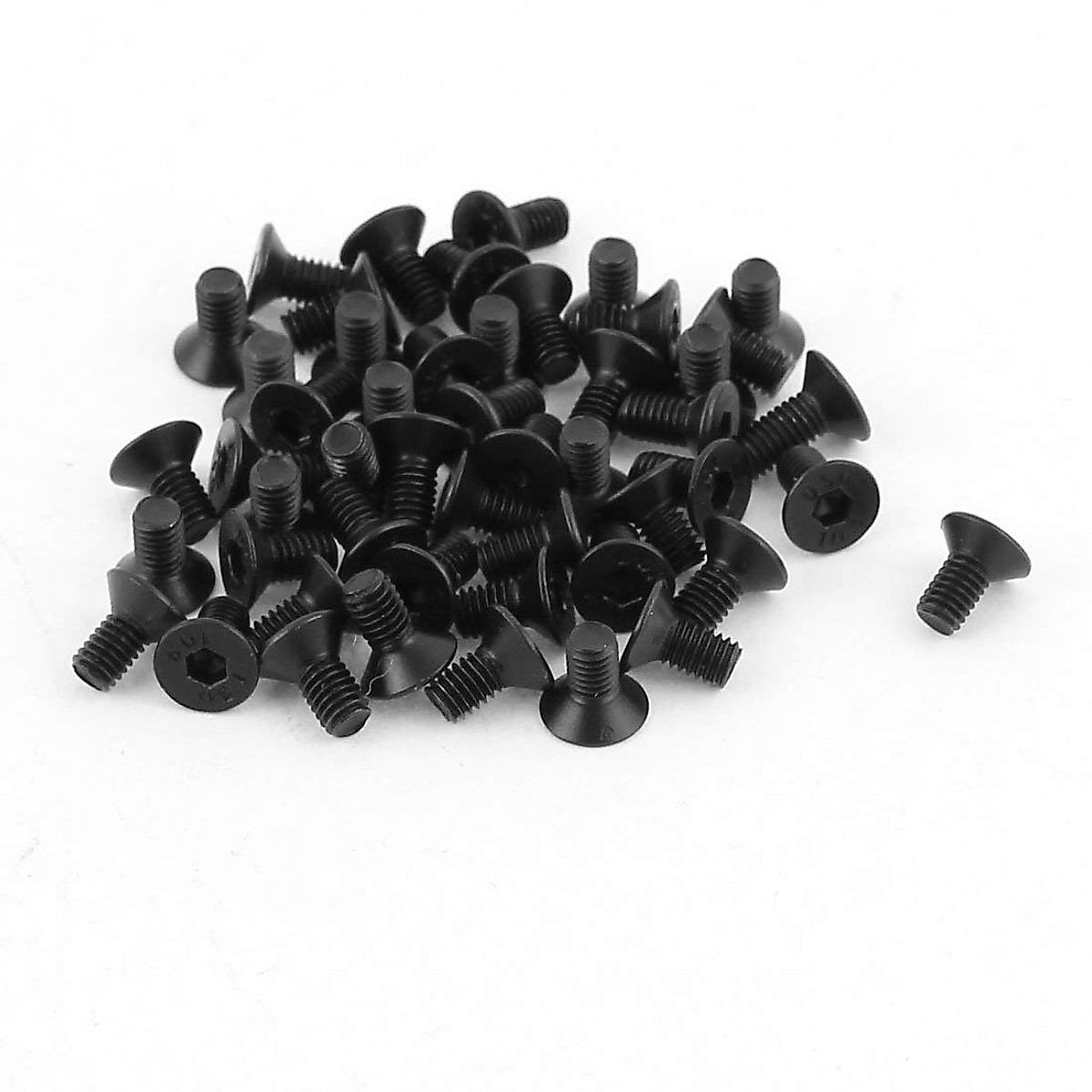 uxcell 50Pcs Black M3 X 6mm Alloy Steel Hex Socket Flat Head Countersunk Screws Bolts
