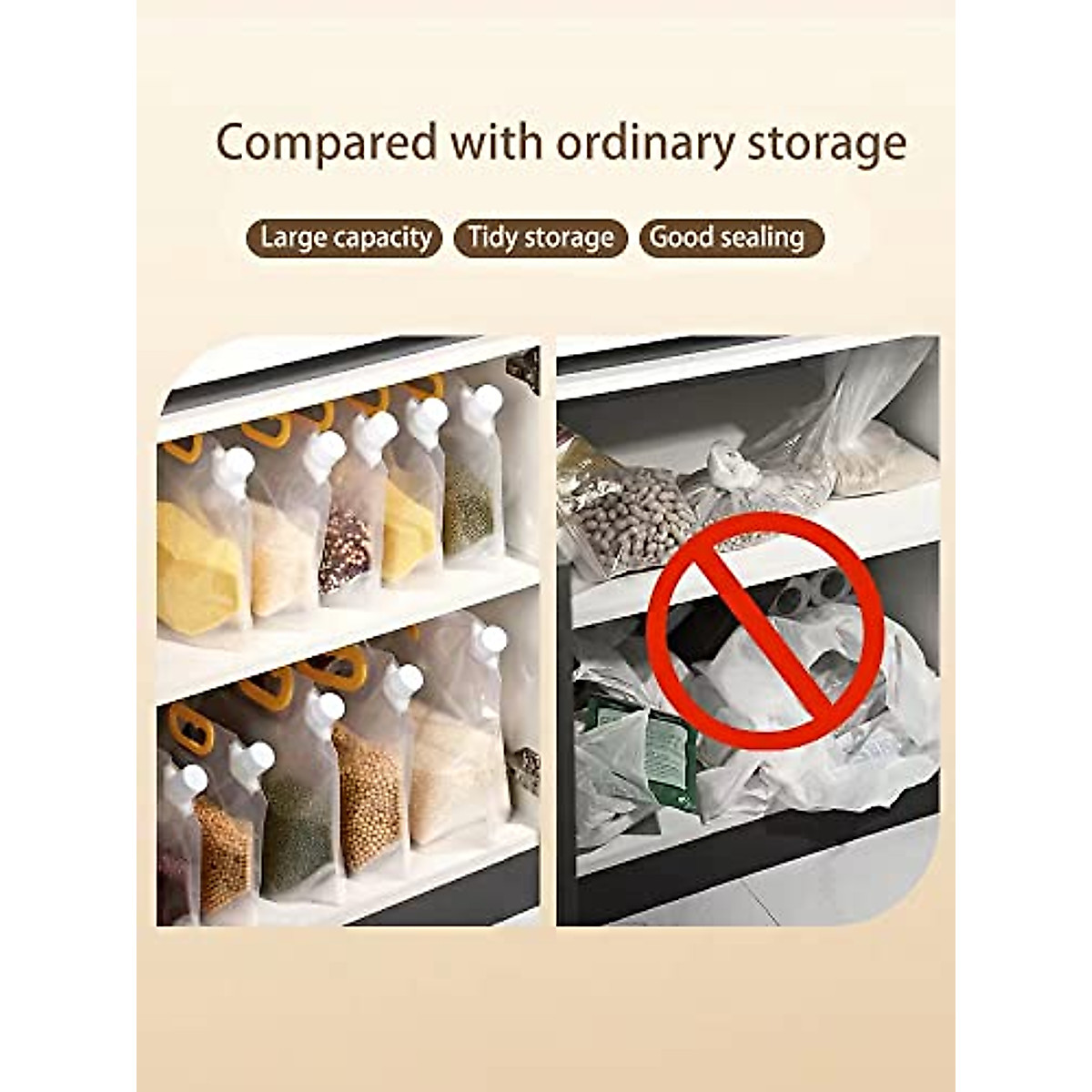 Cereal Containers Storage, 6pcs Airtight Food Storage Containers With Lids and Funnel Large Reusable Clear Food Storage Bags Stand Up Grain Moisture-Proof Sealed Bag for Rice Flour Kitchen Grain