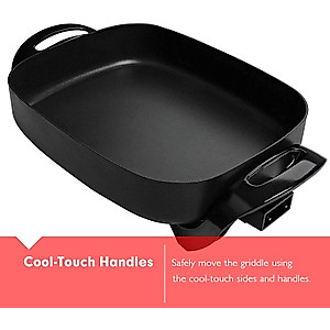 Caynel Professional Non-stick Copper Electric Skillet Jumbo, Deep Dish with Tempered Glass Vented Lid, Upgrade Thermostat, 16”x 12”x 3.15”- 8 quart (16 * 12 Black)