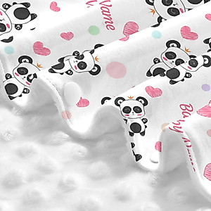 Personalized Cute Panda Pink Baby Car Seat Canopy for Babies with Name, Customized Stroller Car Seat Covers for Girls, Minky Nursing Carseat Cover for Breastfeeding, Car Seat Canopies for Newborn