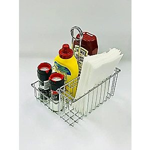 G.E.T. 4-21699 Chrome Four Compartment Condiment Caddy Metal Specialty Servingware Collection, 8" x 7" x 9" Tall, Chrome