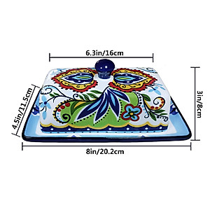 Butter Dishes with Covers, for Serving Tray Cheese, Dessert, Fruit and More Appetizer Plates (Hand Drawn)