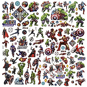 8 Sheets Superhero Temporary Tattoos Stickers for Kids Boys Girls Birthday Party Supplies Favors