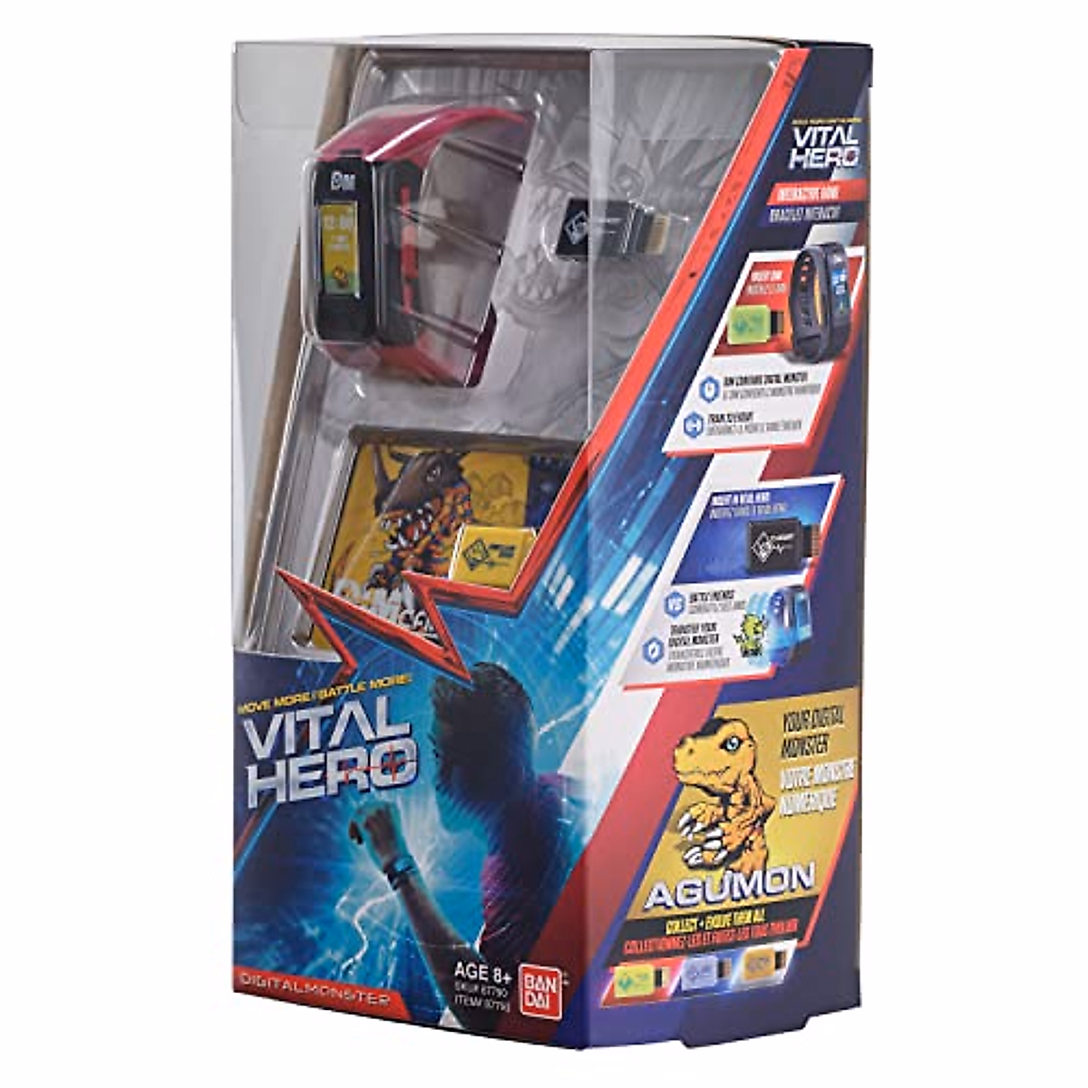 Bandai Namco - Digimon - Vital Hero Interactive Fitness Tracker/Digital Watch/Virtual Pet (Red)