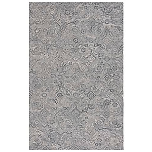 SAFAVIEH Metro Collection Accent Rug - 4' x 6', Grey, Handmade Floral Wool, Ideal for High Traffic Areas in Entryway, Living Room, Bedroom (MET883F)