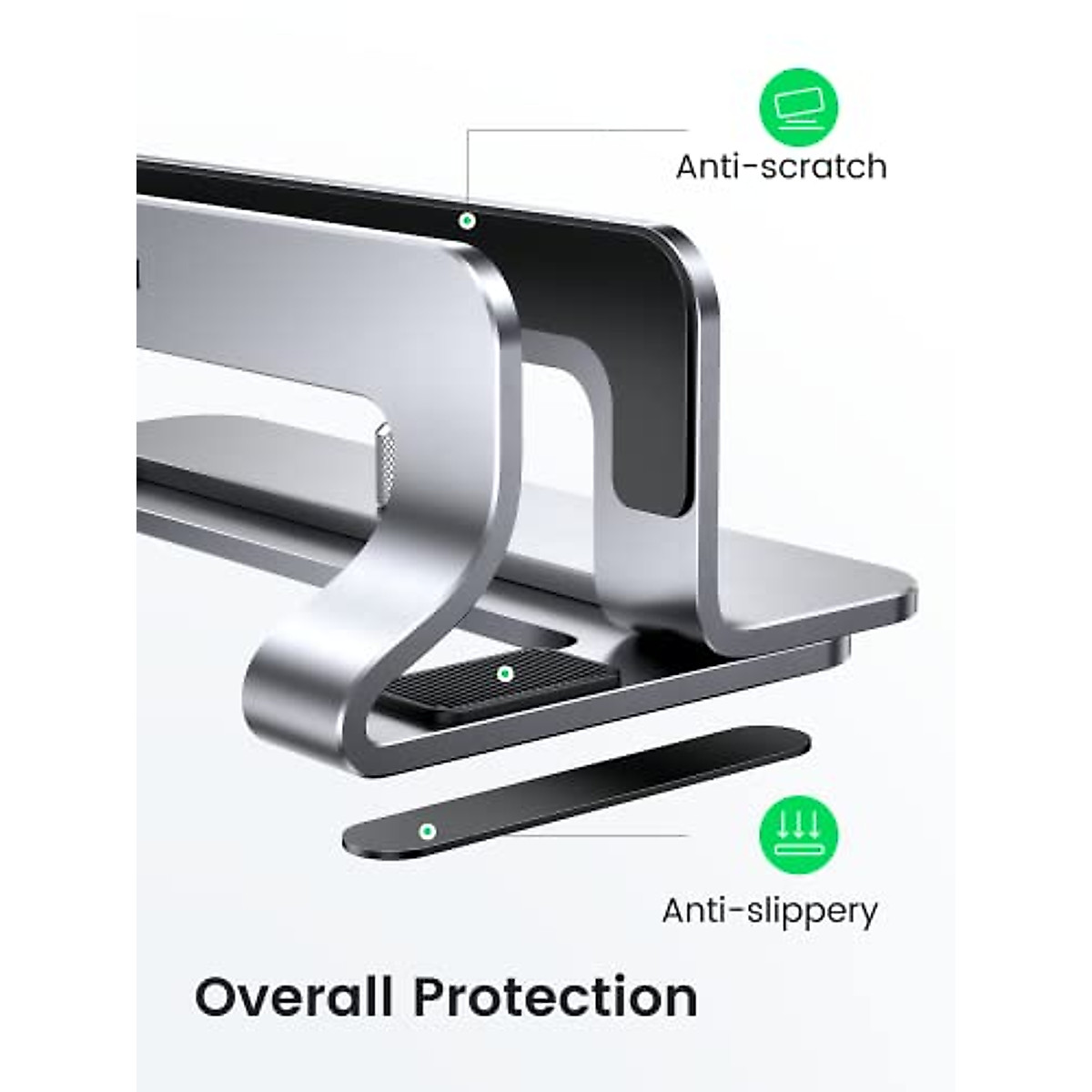 UGREEN Vertical Laptop Stand Holder Desk Aluminum Dock Compatible for MacBook Pro Air Laptop Stand Desktop Adjustable, Lenovo Ideapad 3, Surface Book, HP Notebook, Dell Chromebook Up to 17.3 Inch