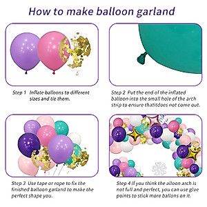 JANEF 151pcs Unicorn Mermaid Balloon Garland Arch Set, Confetti Latex Foil Purple Pink Balloons with 7 Balloon Tools, for Theme Birthday Party Shower Wedding Supplies Decoration