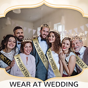 Saintrygo 16 Pcs Halloween Costume Prom King and Queen Crown Tiara Homecoming Prince Princess Prom Court Sash Favors Cosplay(Black,Exquisite Styles)