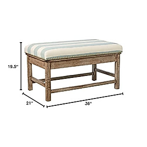 Decor Therapy Farley Upholstered Weathered Ottoman, 35.43x20.08x19.69, Driftwood