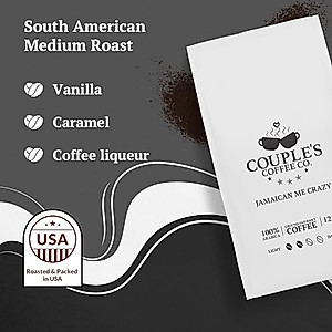 Couple's Coffee Ground Coffee | Jamaican Me Crazy Medium Roast Coffee Blend | Gourmet Flavored Coffee with Smooth Vanilla Caramel Flavors | Made with 100% Arabica Beans | 12oz bag brews about 34 cups