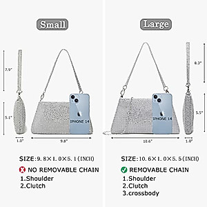 YIKOEE Rhinestone Clutch Purses for Women Bling Evening Bag (Silver)