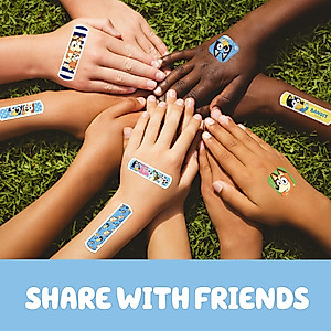 Bluey Kids Bandages, 3 Assorted Sizes 100 CT | Wear Like Stickers, Flexible Adhesive Bandages for Minor Cuts, Scrapes, and Burns. Great Gift idea and Stocking Stuffer