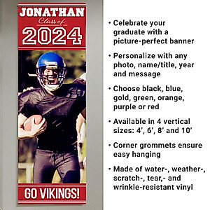 Let's Make Memories Personalized Graduation Banner - Senior Night Decorations - Class of 2025 Graduation Party - Customized Congratulations Banner - Indoor/Outdoor Vinyl - All Star - Blue - 4 ft.