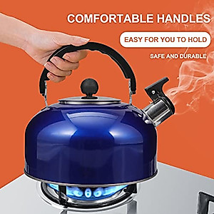 Lurrose Tea Kettle Stovetop Classic Teapot Stainless Steel Teakettle Whistling Teapot with Cool Grip Handle for Stovetop 2QT