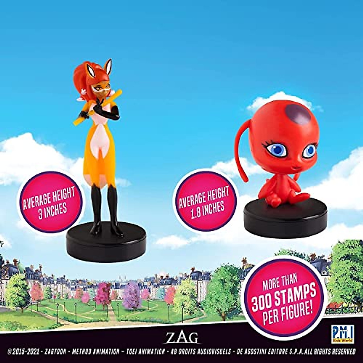 P.M.I. Miraculous Ladybug Stamps for Kids | 5 Miraculous Ladybug Stampers Out of 16 Collectibles in 1 Pack | Miraculous Ladybug Stationery, Stampers, Birthday Party Supplies - Cat Noir (Assortment B)