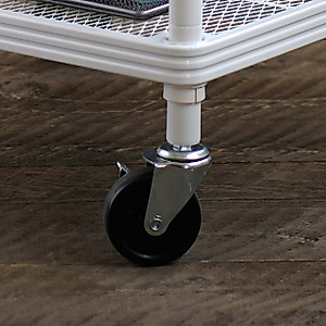 Design Ideas MeshWorks Locking Caster Wheels - Set of 4 Industrial Strength Wheels for Metal Shelving Units, Compatible with The MeshWorks 5-Tier Unit, Narrow Unit, Entryway Bench, and Utility Unit.