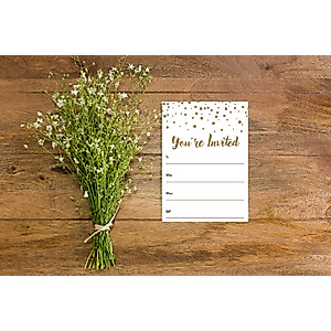 Shimmering Gold Dot Party Invitations - Pack of 48