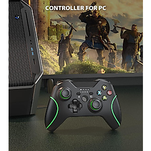 YCCSKY Wireless PC Controller for Gaming, Wireless Game Controller for Windows 7/8/10/11 with 2.4GHz Adapter, with Turbo Function, Dual Vibration and Share Button (2.4G Wireless, Black/Green)