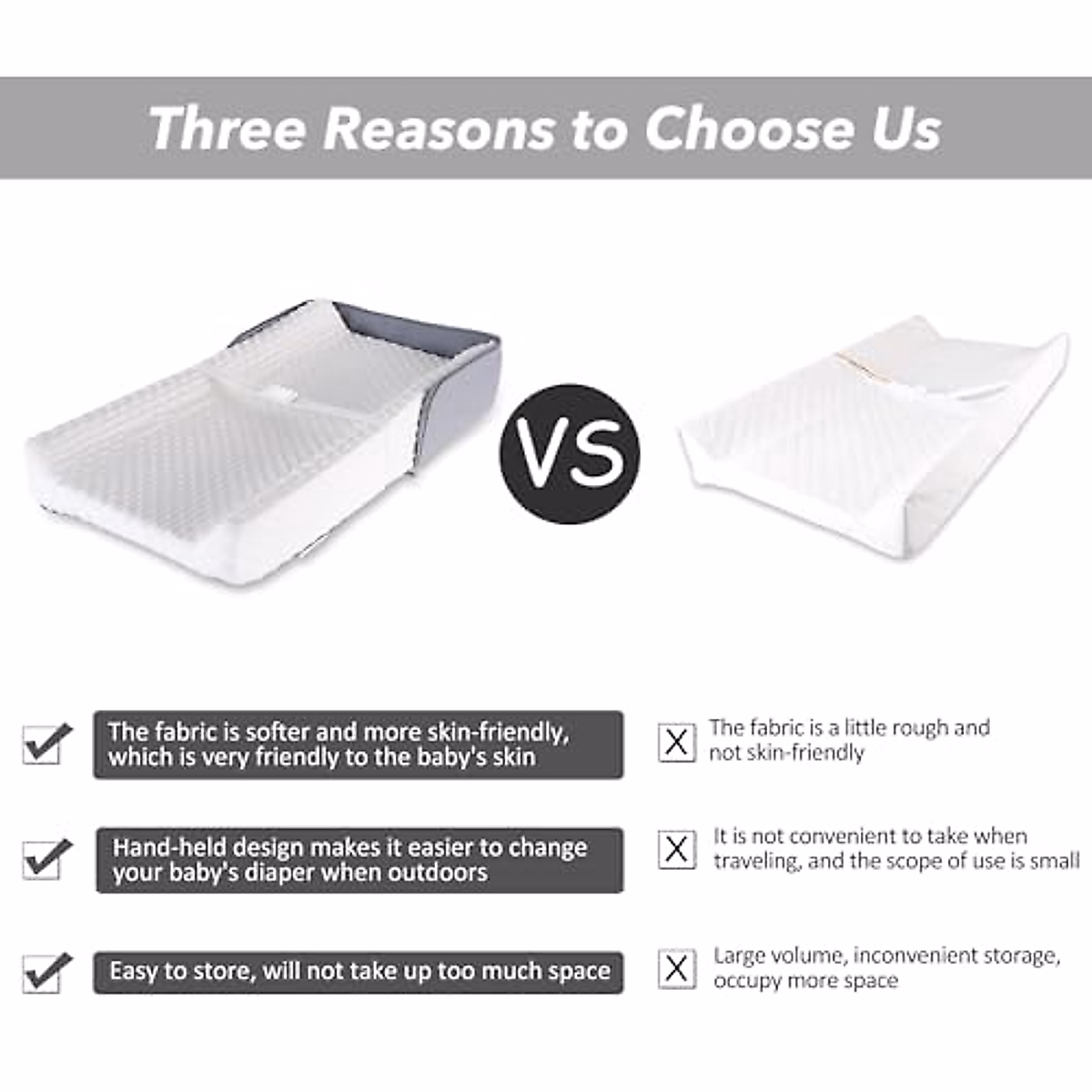Portable Baby Diaper Changing Pad with Soft Cover & Handle, Waterproof Lining Foam Contoured Changing Table Pad for Dresser, Prefect Gift for Travel Outdoor (32”×16”)