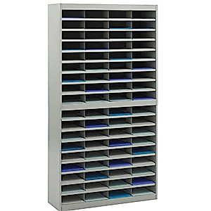 Safco Products E-Z Stor Literature Organizer, 72 Compartment, 9241GRR, Gray Powder Coat Finish, Commercial-Grade Steel Construction, Eco-Friendly
