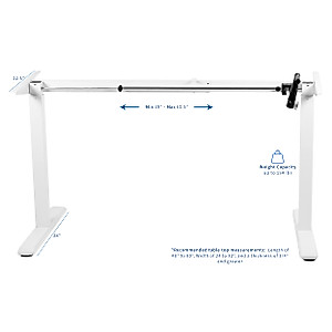 VIVO White Manual Height Adjustable Stand Up Desk Frame with Hand Crank System, Ergonomic Standing 2 Leg Workstation, DESK-V101MW
