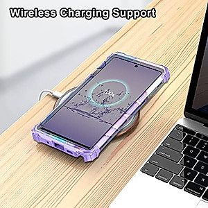 Hekodonk Galaxy Note 10 Plus Case - Heavy Duty Shockproof Protection, Hard Plastic & Silicone Rubber Hybrid, Purple Marble