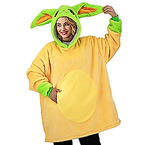 vavalad Cartoon Wearable Blanket Sweatshirt Sherpa Oversized Hoodie TV-Blanket with Sleeves and Pockets for Adults Men Women Teens One Size Fits All