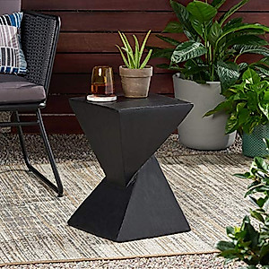 Christopher Knight Home Kajsa Outdoor Lightweight Concrete Accent Table, Black