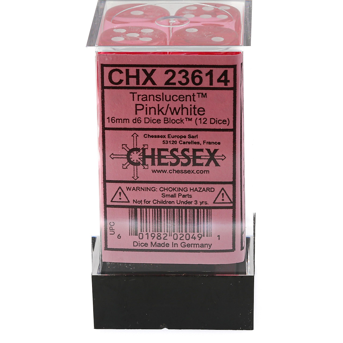 Chessex Polyhedral Translucent 12-Die Set, 16mm 6D Pink/White Dice for Dungeons and Dragons (DND), Role Playing Games, MTG, Pathfinder, Table Game, Board Games