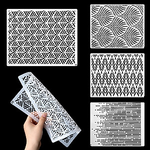 4 Pcs Cake Stencils Floral Cake Decorating Stencils Plastic Spray Floral Cookie Templates Reusable Fondant Dessert Decorating Templates DIY Baking Decor Mold