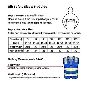 Dib Safety Reflective Mesh Vest High Visibility Two Tone with Pockets and Zipper, Blue Mesh with Yellow Trim L