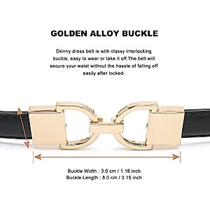 HOTWILL Women Skinny Belts for Dress Thin Waist Belt with Gold Buckle Adjustable Slim Belts 0.78" Width Black Small