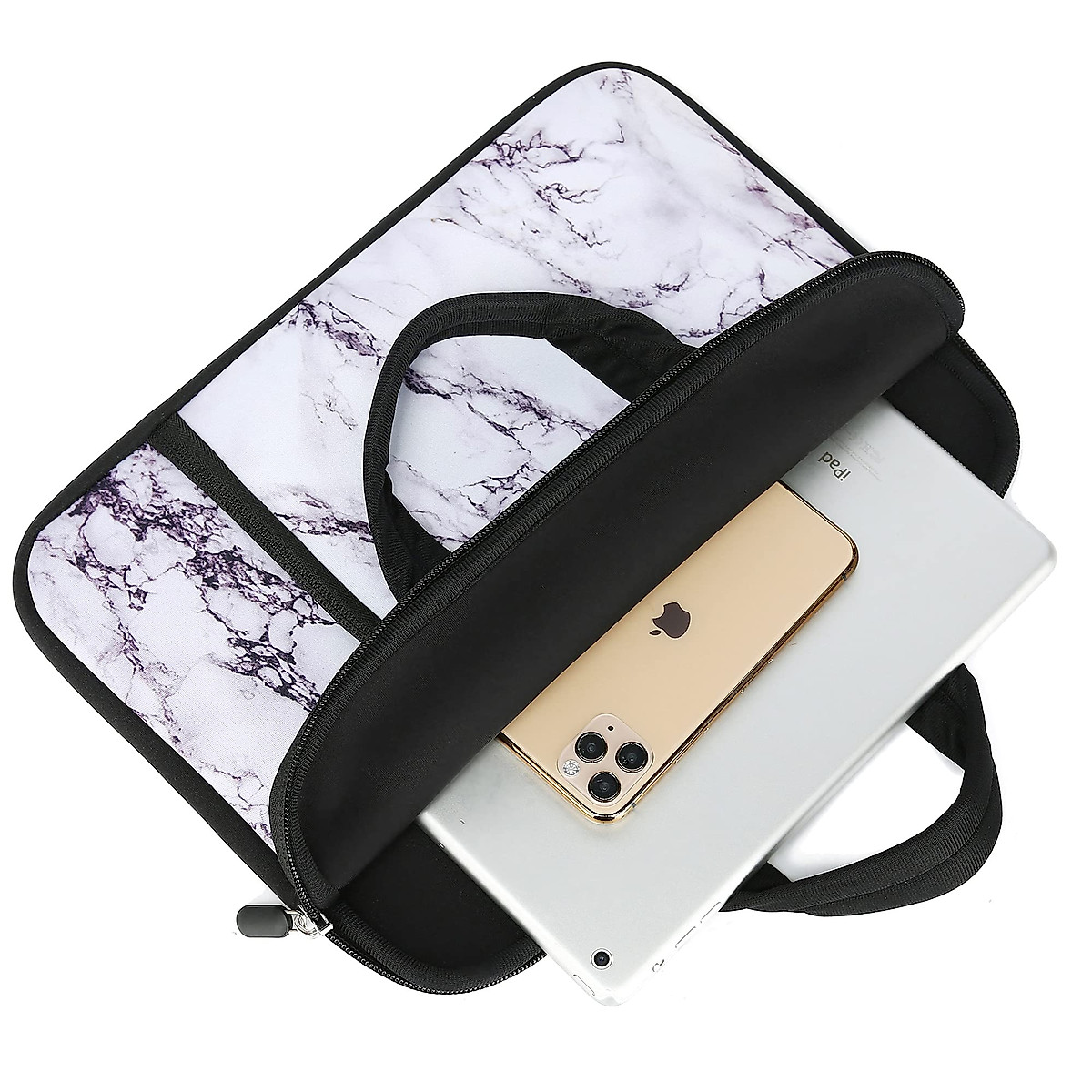 14 15 15.4 15.6 Inch Laptop Handle Bag Computer Protective Case Sleeve Neoprene Cover Compatible with MacBook Pro 15" 15.6" Dell Lenovo HP Asus Acer Sony Toshiba Chromebook Notebook (White Marble)