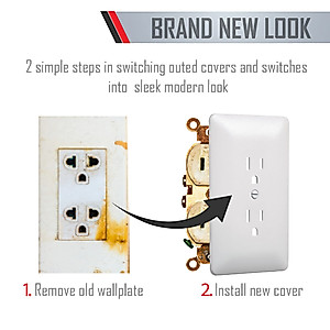 TayMac MW2000W Masque 2000 Series 1-Gang Nonmetallic Decorator Style Duplex Cover-Up Wall Plate, White, 5-Pack