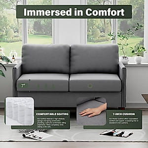 Ribilake Loveseat Sofa, 52” Small Couch for Living Room, Tool-Free Setup Sofas, 2 Seater Love Seats Couch for Bedroom, Home Office, Small Space, Light Grey