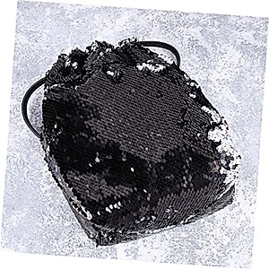 VALICLUD 2pcs Single Shoulder Evening Girls Fashion Handbag - Girl Sequined Bucket Tote Women Clutch Sequins Purse Glitter Sequences with for Draw Strap Chain Messenger Black Sequin Bag